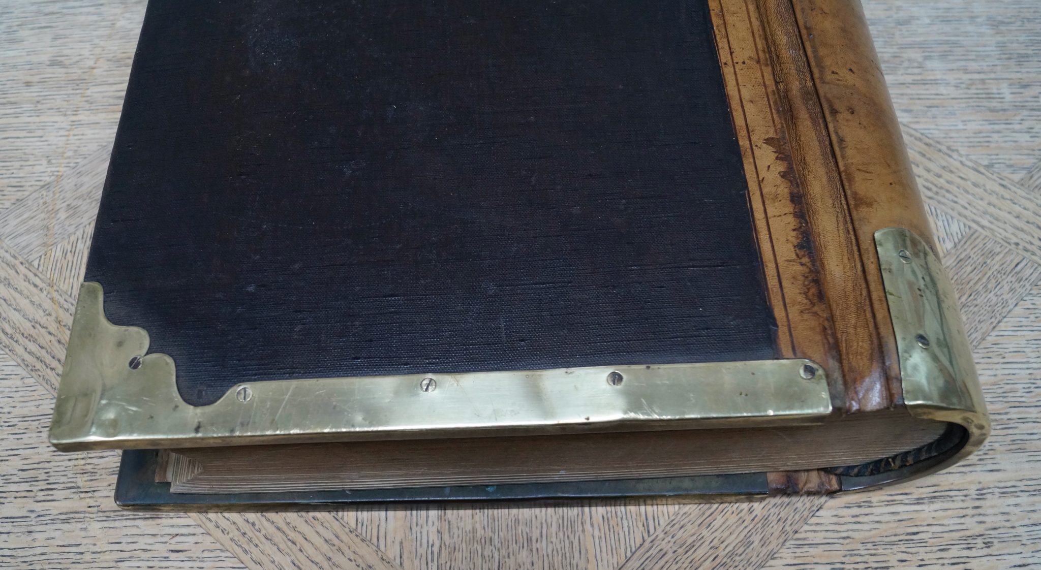 Large Spanish Leather & Brass Bound Ledger – Clubhouse Interiors Ltd