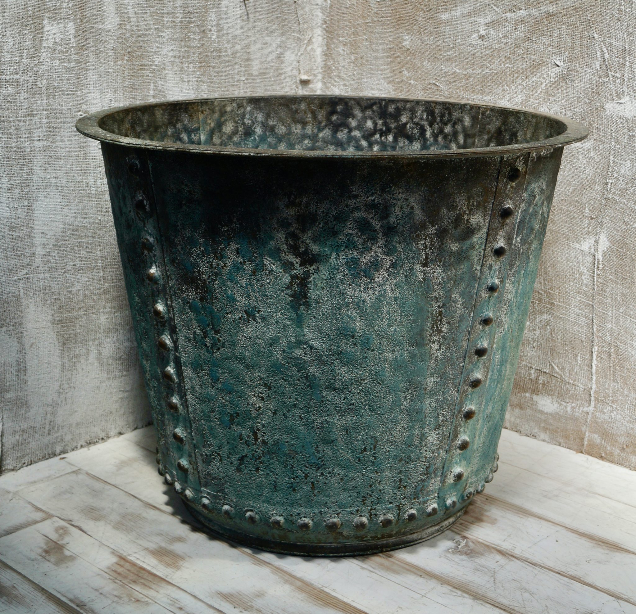 Large Verdigris Steel Planter (SOLD) – Clubhouse Interiors Ltd