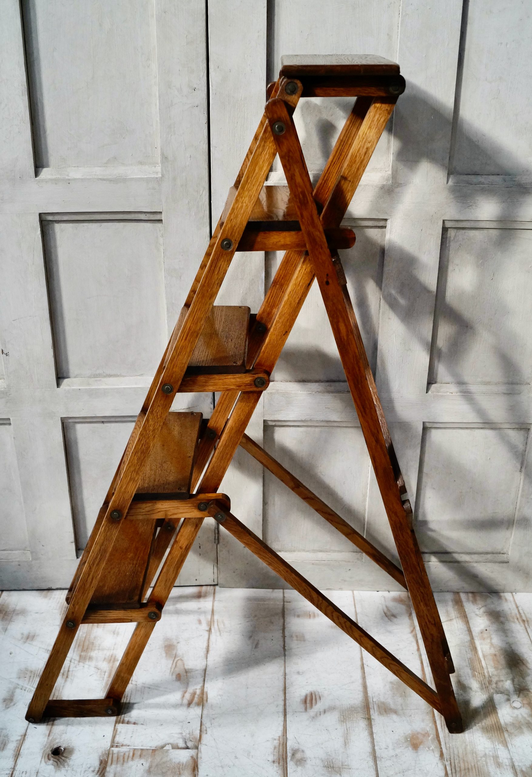 Antique Oak Folding Library Ladders (SOLD) – Clubhouse Interiors Ltd