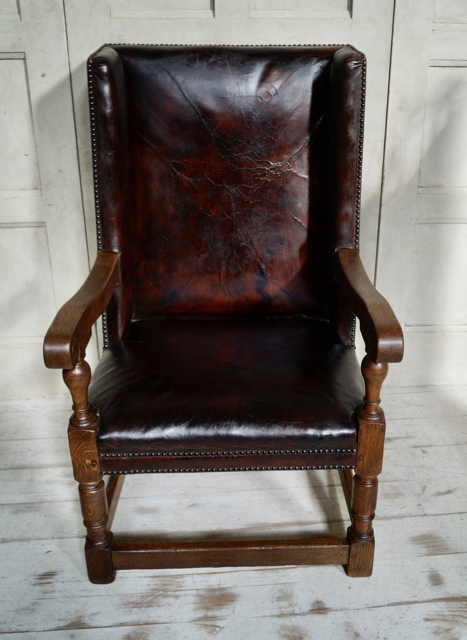 Early Victorian Leather & Oak Library Chair – Clubhouse Interiors Ltd