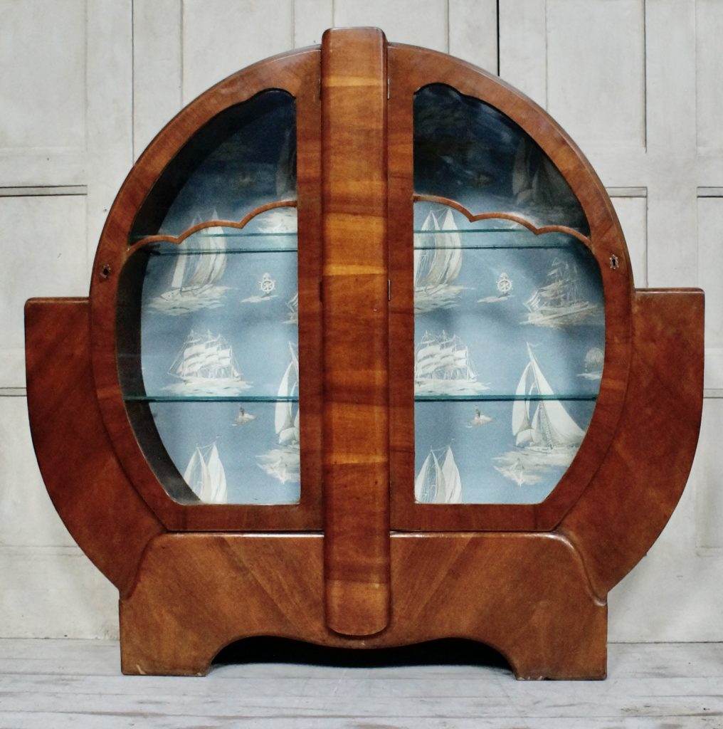 Art Deco Walnut Circular Shouldered Cabinet – Clubhouse Interiors Ltd